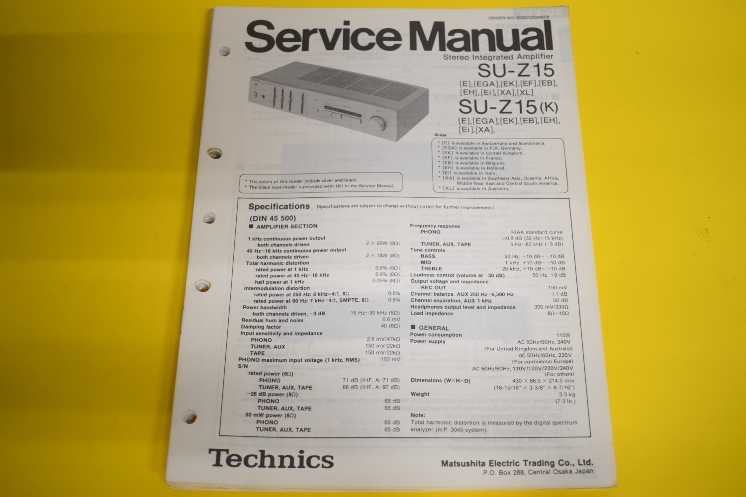 Technics SU-Z15 Amplifier Service Manual