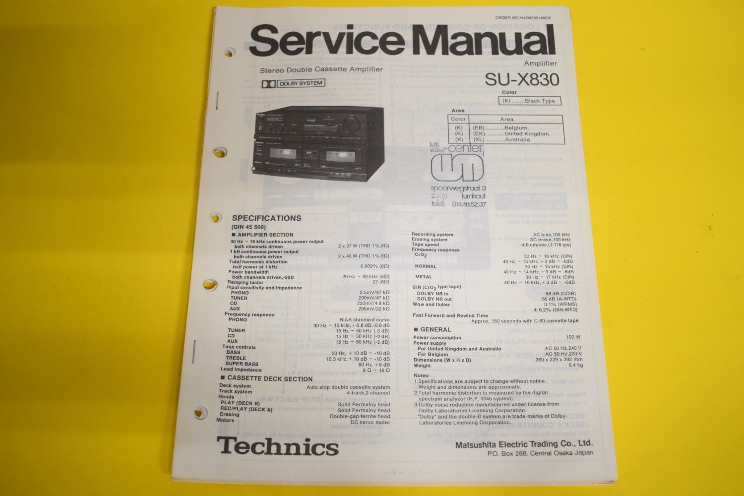 Technics SU-X830 Amplifier Service Manual