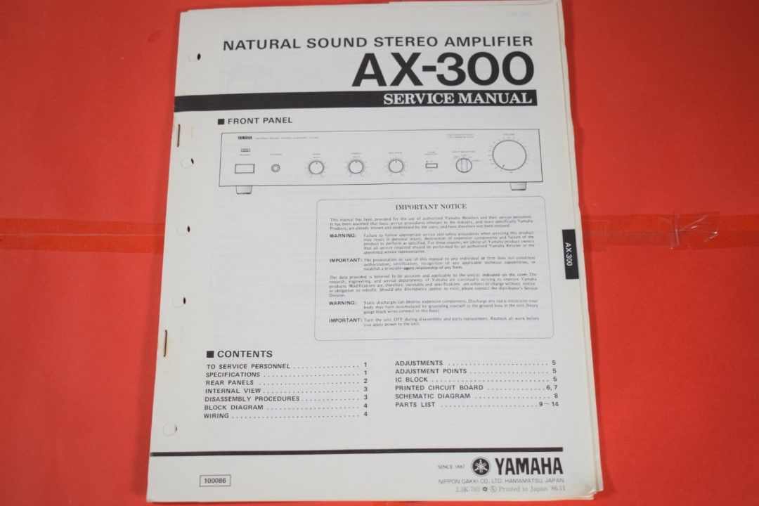 Service Manual Yamaha AX-300 Stereo Amplifier